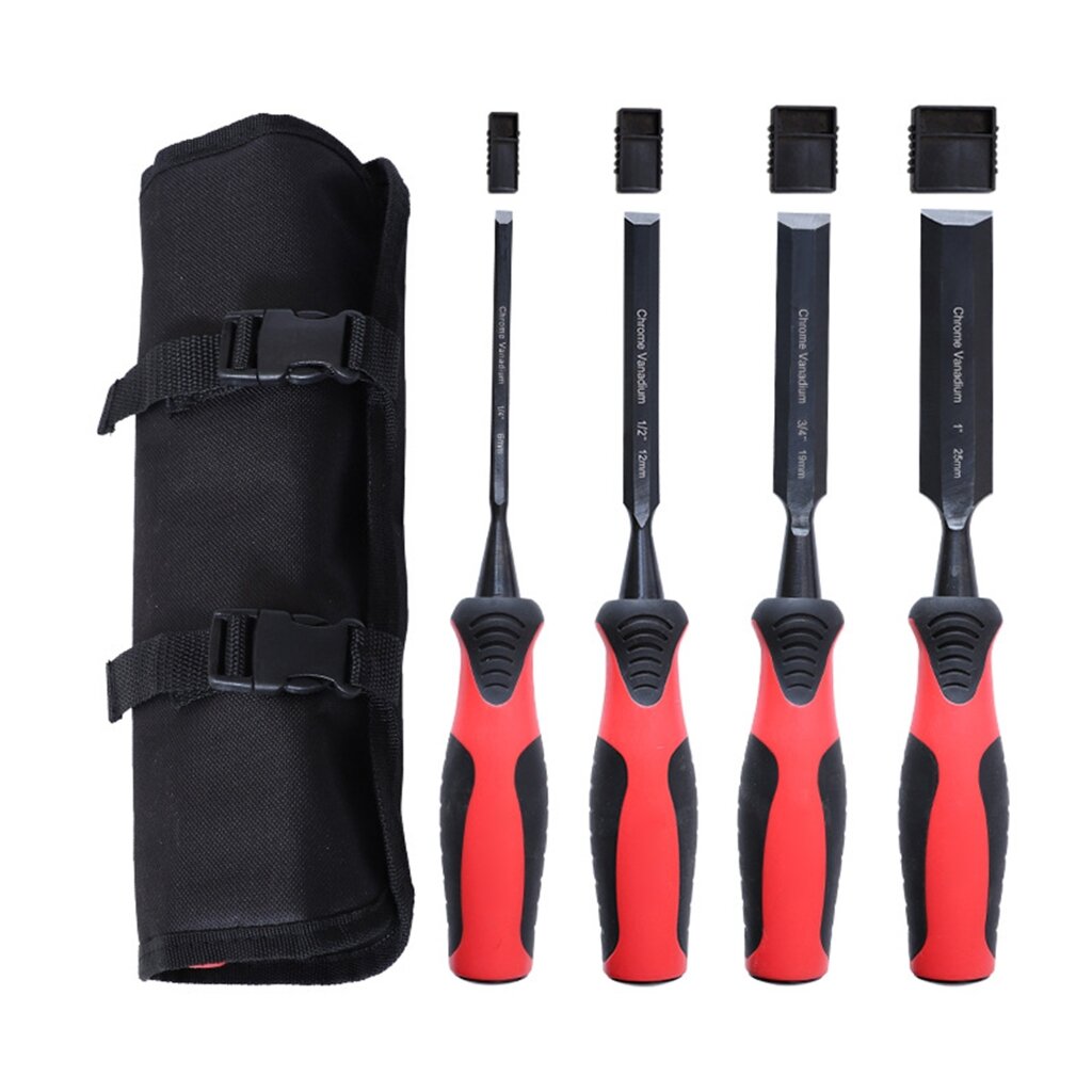 Набор из 4-х стамесок для деревообработки Presch с сумкой, инструмент для резьбы по дереву 1/4", 1/2 дюйма, 3/4", 1"