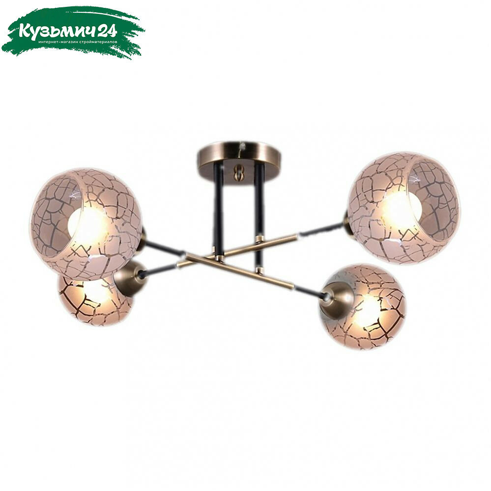 Люстра Illumico IL9573-4CSQ-79 BK AB, 4 лампы, Е27, 160 Вт, стекло, до 32 кв. м