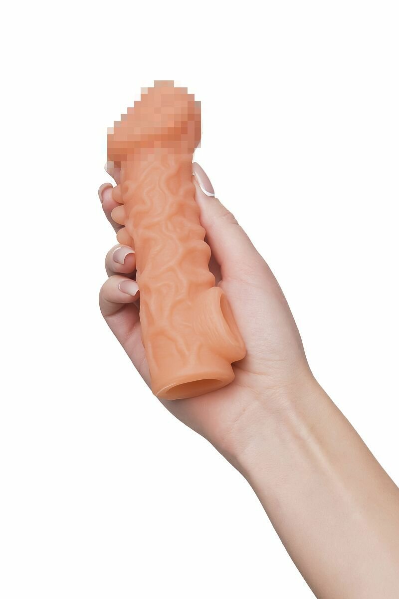 Закрытая насадка с шершавой головкой Cock Sleeve 007 Size M - 15,6 см, KOKOS, телесный, Корея