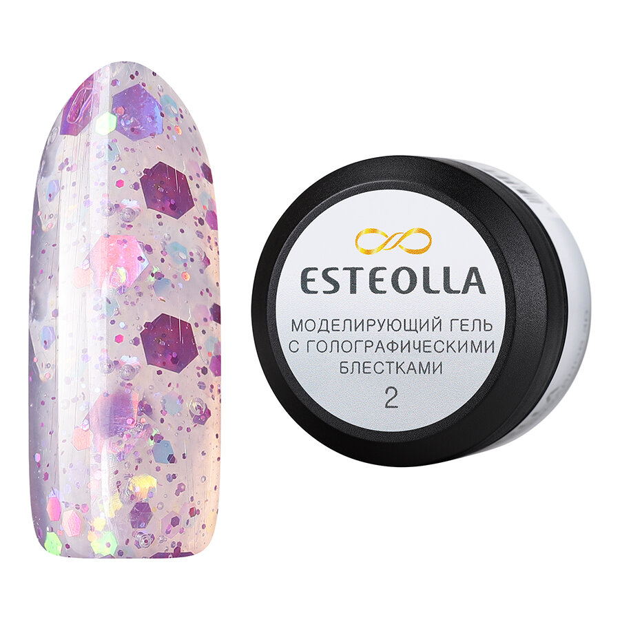 ESTEOLLA, Моделирующий гель с блестками №2, 15 мл