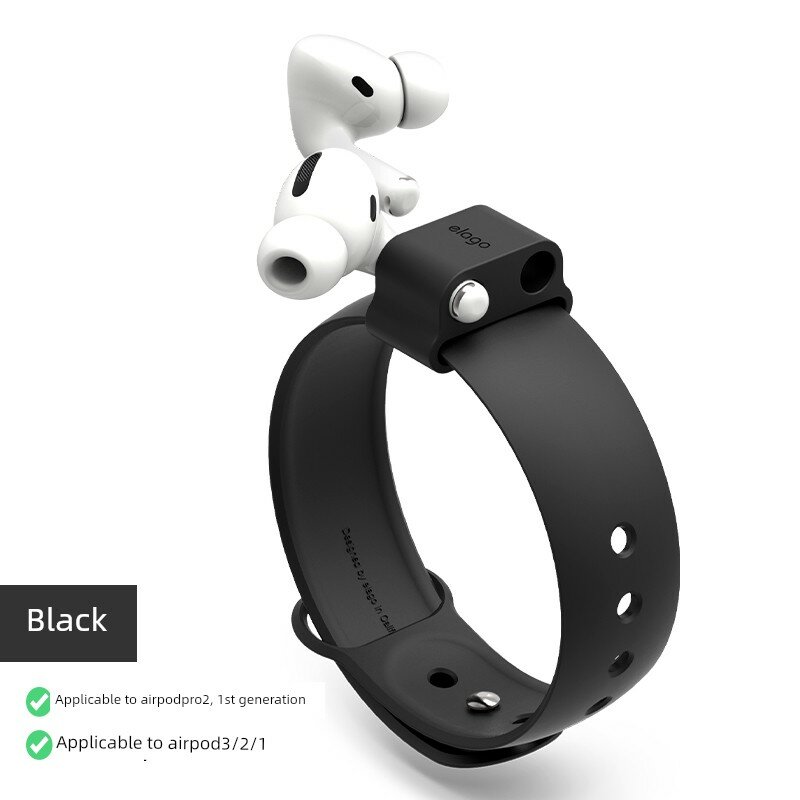 Elago Матовый мягкий силиконовый чехол-подвеска для наушников AirPods Pro 3 с черным цветом - антипотеряный держатель