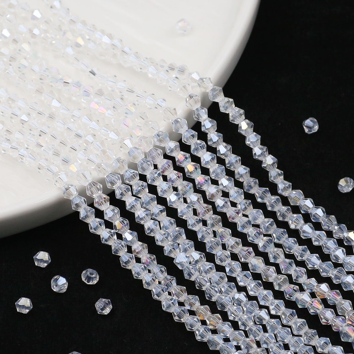 Стеклянные бусины 4мм ромб 100 шт, цвет AB, для создания украшений и вышивания бисером