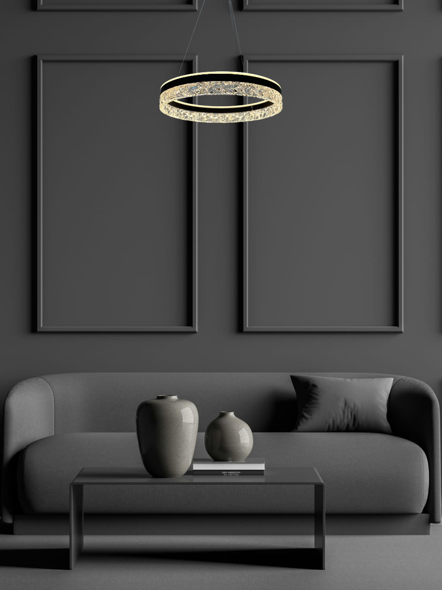 Люстра подвесная светодиодная Lanbos, 62 Вт LED, до 20 кв м, черная