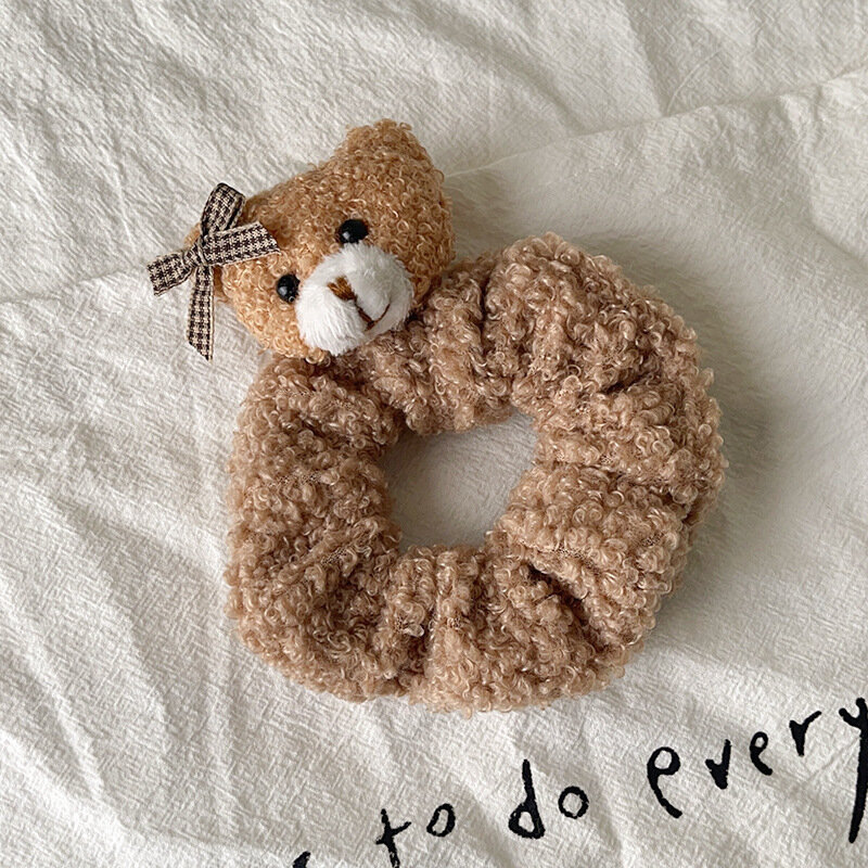 Мягкая резинка для волос, чокер с бантом, резинка для волос, повязка на голову в виде медведя, аксессуар для волос в виде плюшевого медведя, резинка для волос в виде кролика, женский аксессуар для волос в виде завязанного плюшевого медведя