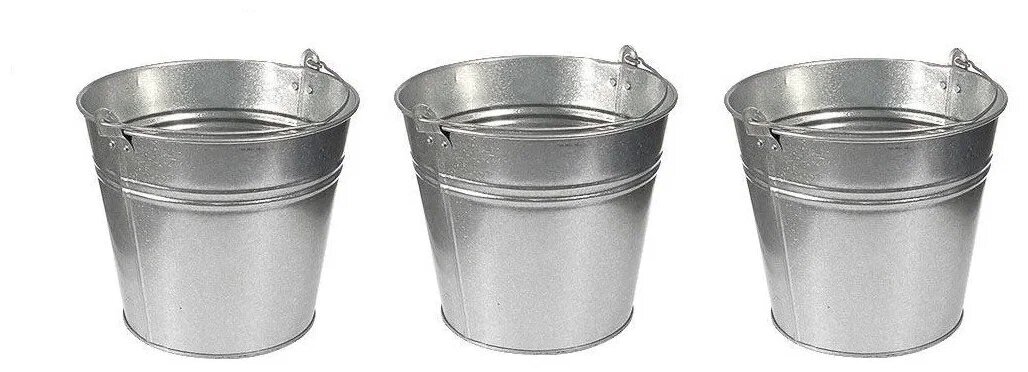 Ведро оцинкованное хозяйственное усиленное 12 Л (0,40 мм) (комплект 3 шт.)