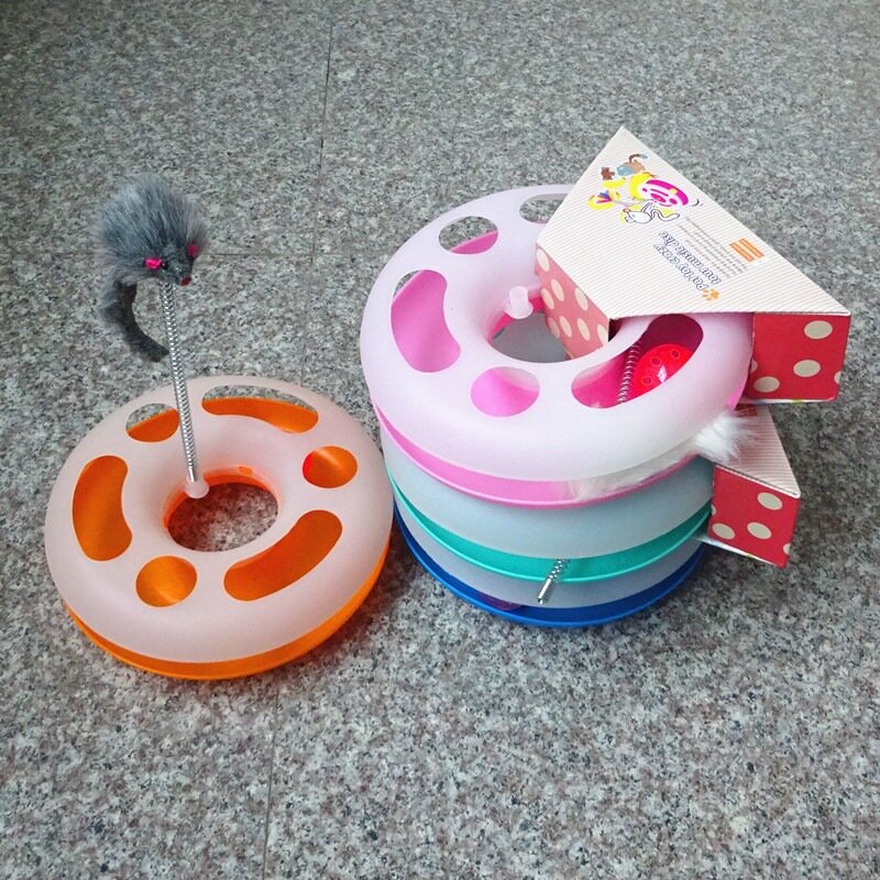 Кошачья игровая тарелка забавная игрушка кошачий игрушка эластичная мышка игрушка кошачий ролик круглый поворотный стол