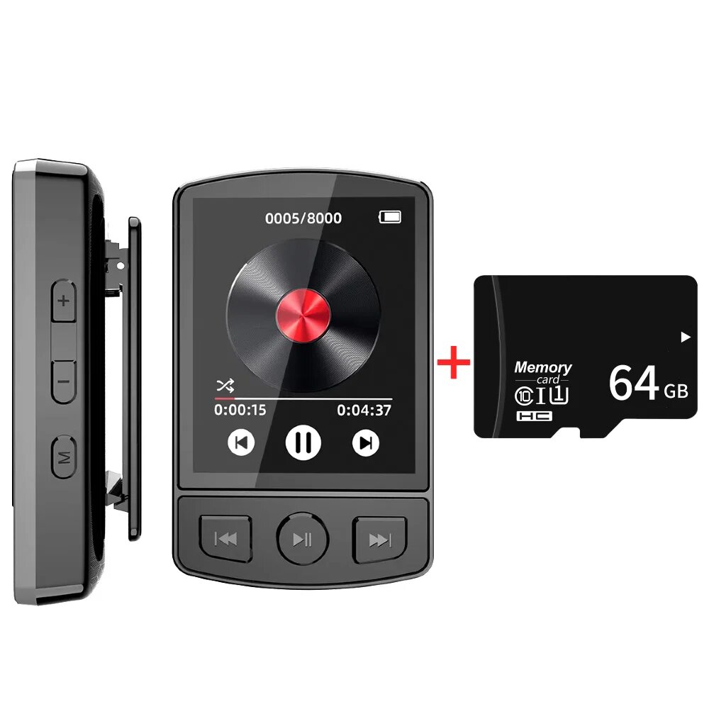 Портативный спортивный MP3-плеер Walkman Hi-Fi звук Add 64GB TF card