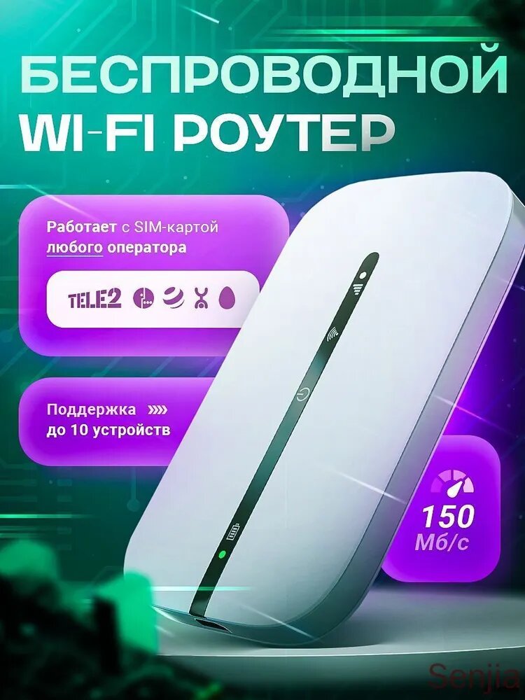Роутер Wi-Fi с сим картой портативный беспроводной 4G карманный, переносной интернет (PR2-6)