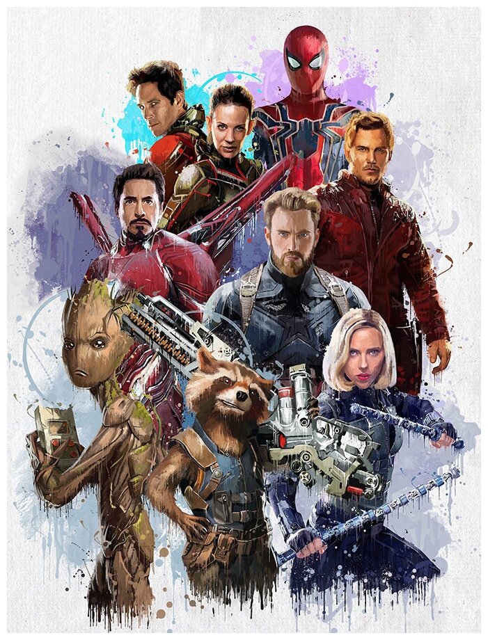 Фотообои Уютная стена "Команда Marvel" 200х270 см Виниловые Бесшовные (единым полотном)