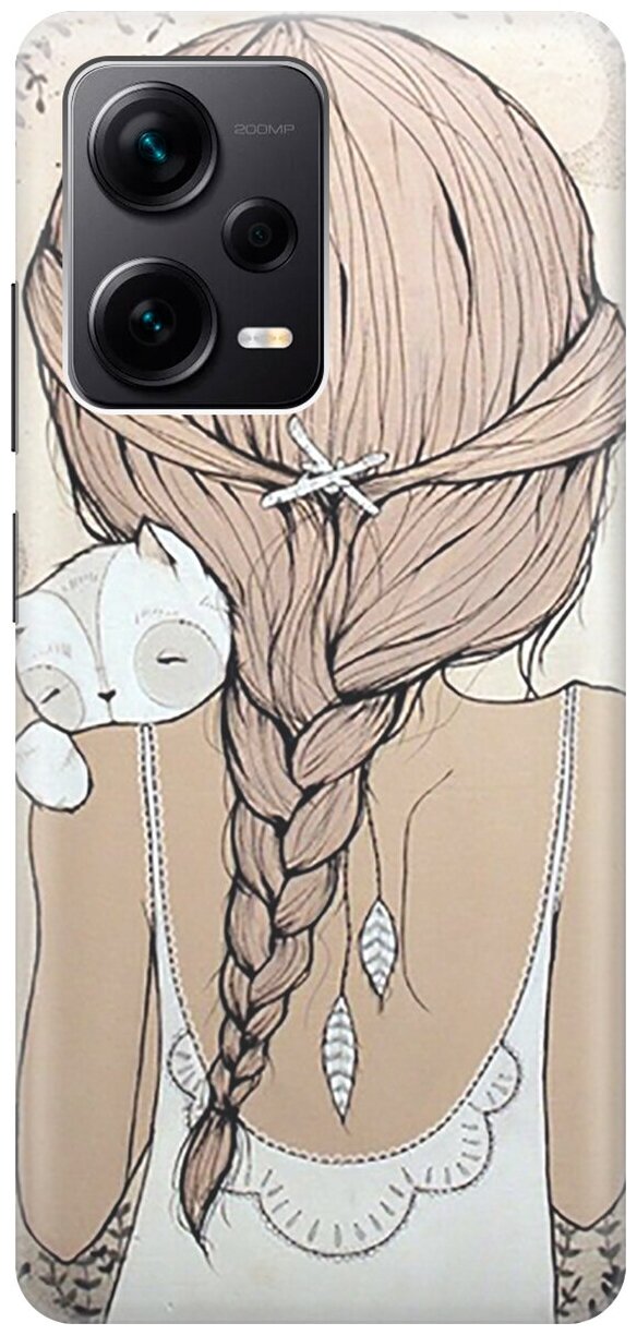 Силиконовый чехол Девочка в обнимку с котом на Xiaomi Redmi Note 12 Pro / Note 12 Pro+ / Note 12 Explorer Edition