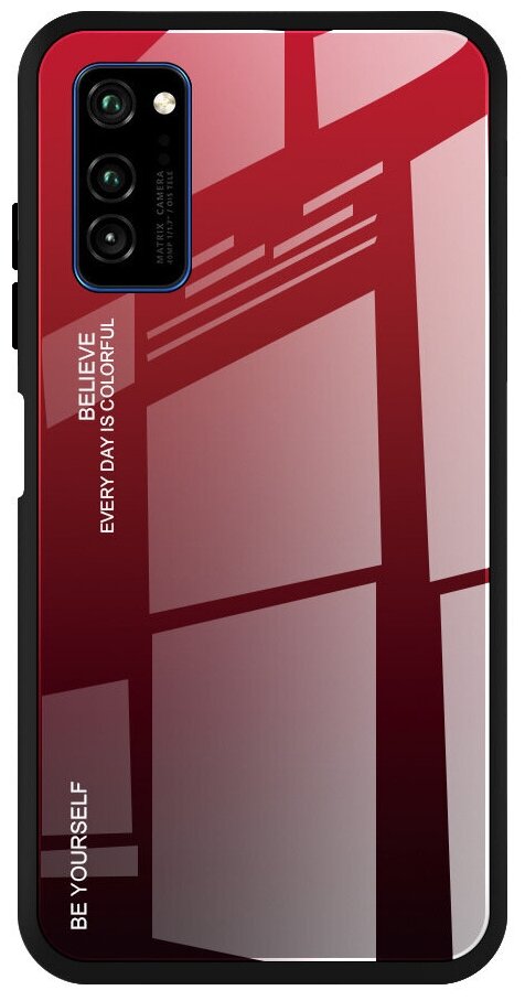 Чехол-бампер MyPads для Huawei P40 стеклянный из закаленного стекла с эффектом градиент зеркальный блестящий переливающийся красный