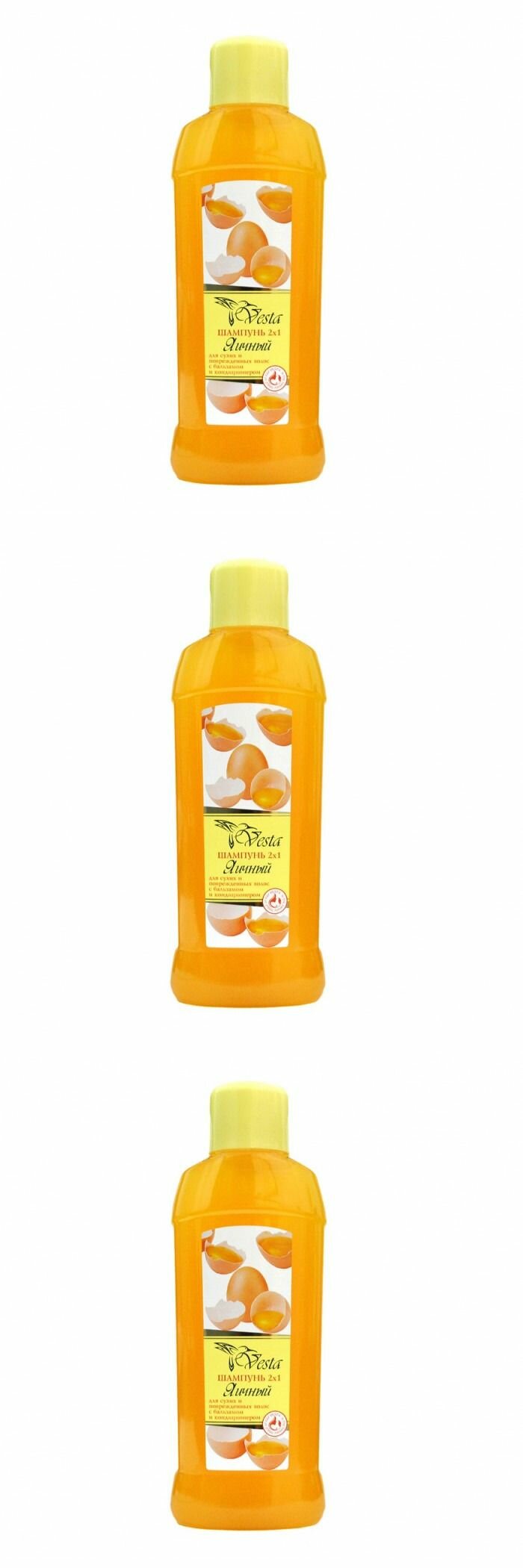 Vesta Шампунь для волос 2в1 Яичный, 1 л, 3 шт.