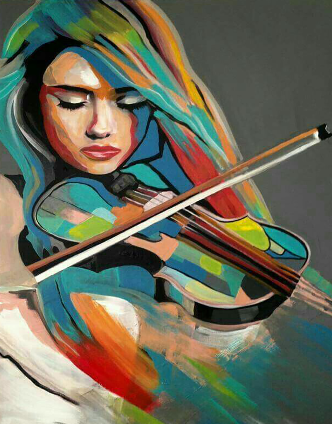 Картина по номерам "Скрипачка" 40х50 см, хлопковый холст на подрамнике, акрил, АртТойс