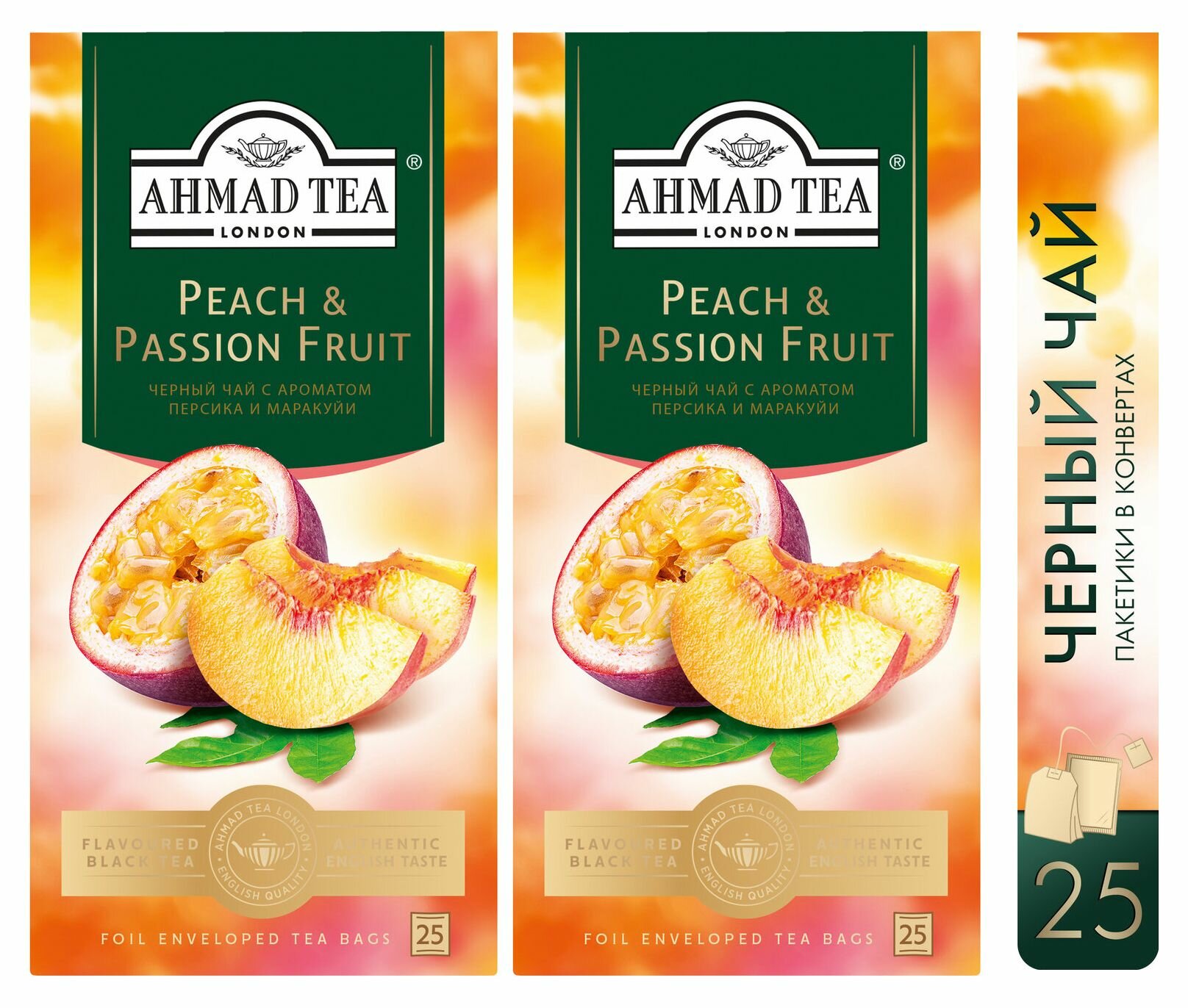 Чай черный Ahmad Tea "Peach & Passion fruit", 2шт по 25пакетиков. Персик и маракуйя