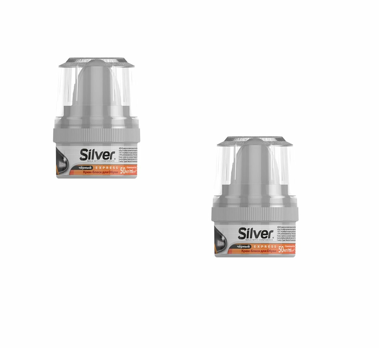 SILVER Крем-блеск для обуви Express, чёрный, 50 мл, 2 уп