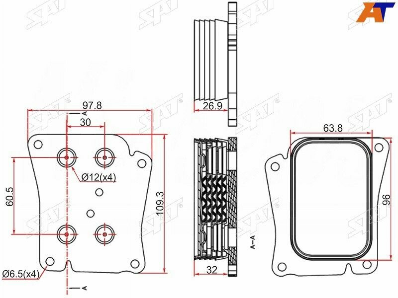 . SAT Радиатор масляный (теплообменник) для MERCEDES C-CLASS W203 00-06/C-CLASS W204 06-13/E-CLASS W211 02-09
