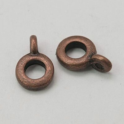 Держатель, 10х2мм, узкая рондель, базовый материал - цинковый сплав, медного цвета с чернением, 5 грамм