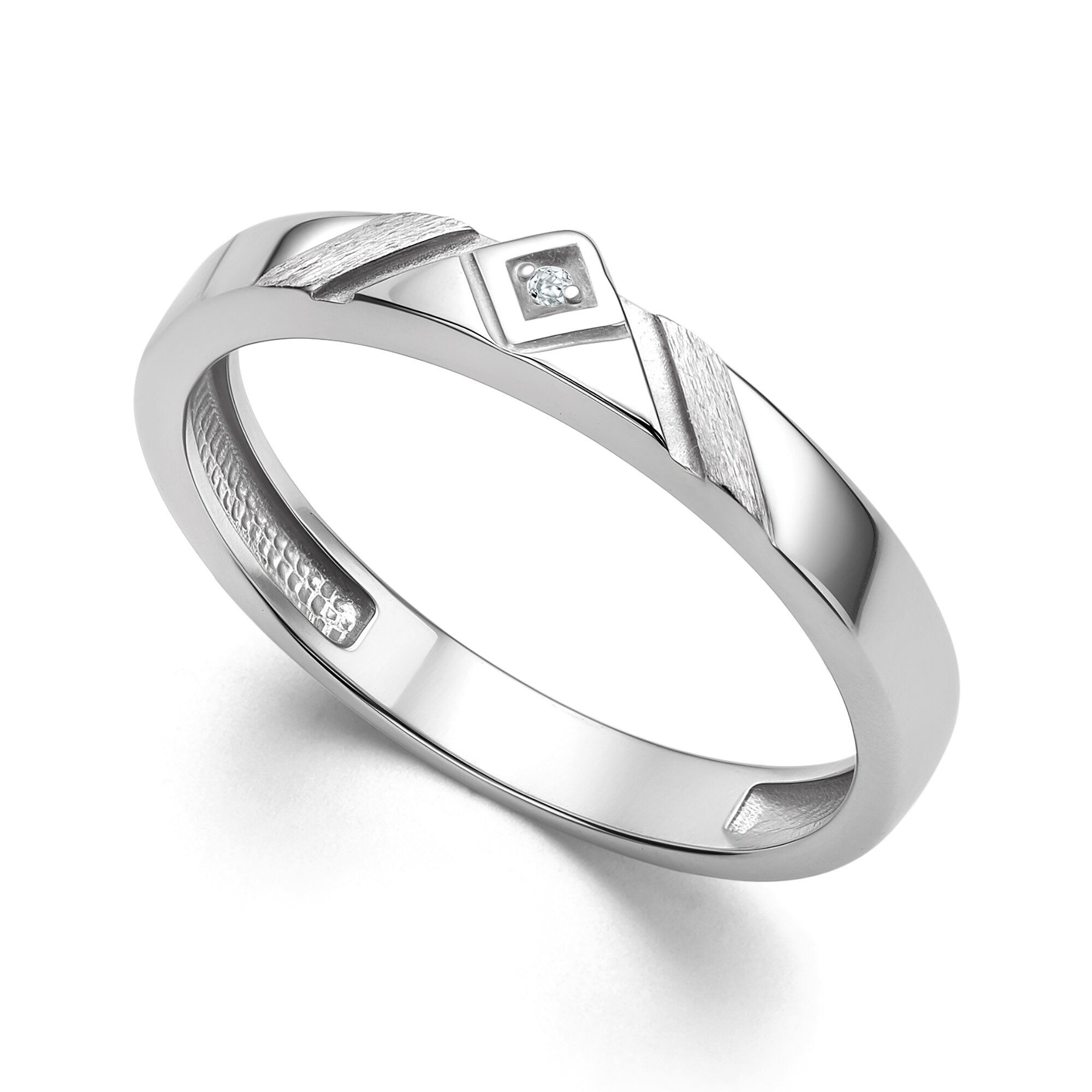 Кольцо, серебро, 925 проба, родирование, бриллиант