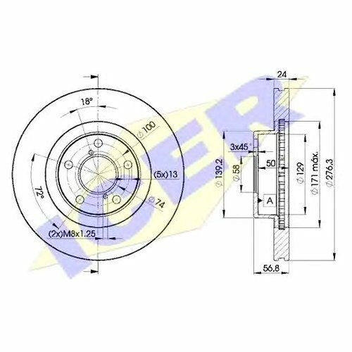Тормозной диск передний Icer 78BD00332 для Subaru Forester, Impreza, Legacy I, II, III, IV