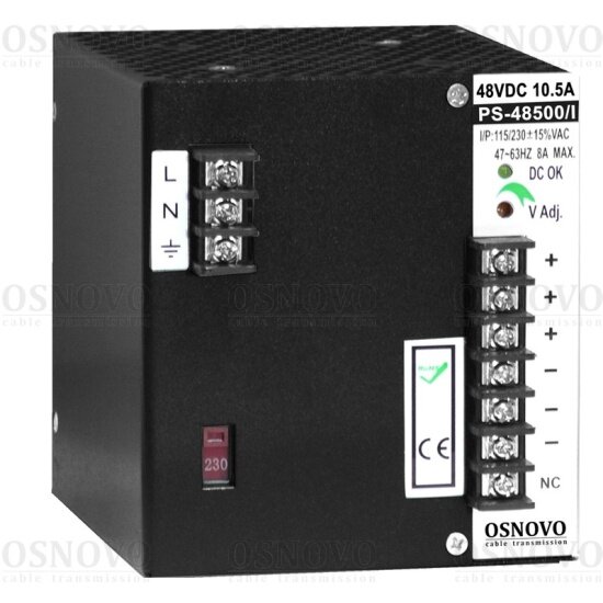 Промышленный блок питания. DC48V, 10,5A (500W) Osnovo PS-48500/I