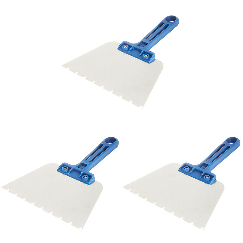 Шпатель для клея зубчатый 180 мм В5 нержавеющая сталь с пластиковой ручкой (3 шт.)