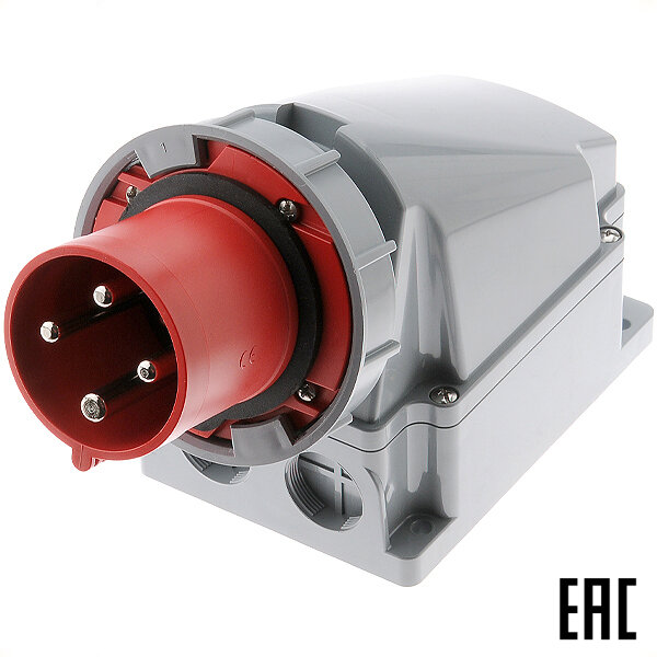 Вилка 534-6 на поверхность 3P+E 63А 415В IP67 без сальника М40 РСЕ Австрия