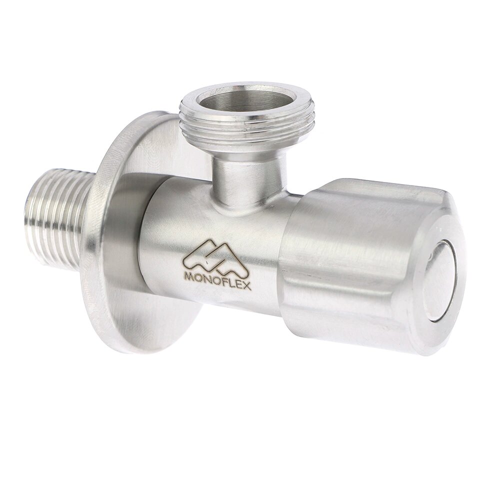 Кран угловой Монофлекс 1/2" х 3/4" РН-РН, нержавеющая сталь, для подключения сантехнического оборудования.