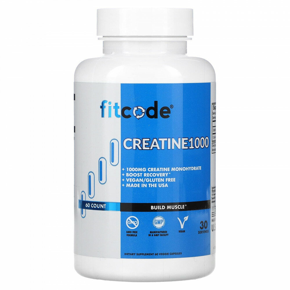 Fitcode, Creatine1000, 60 растительных капсул (500 мг в 1 капсуле)