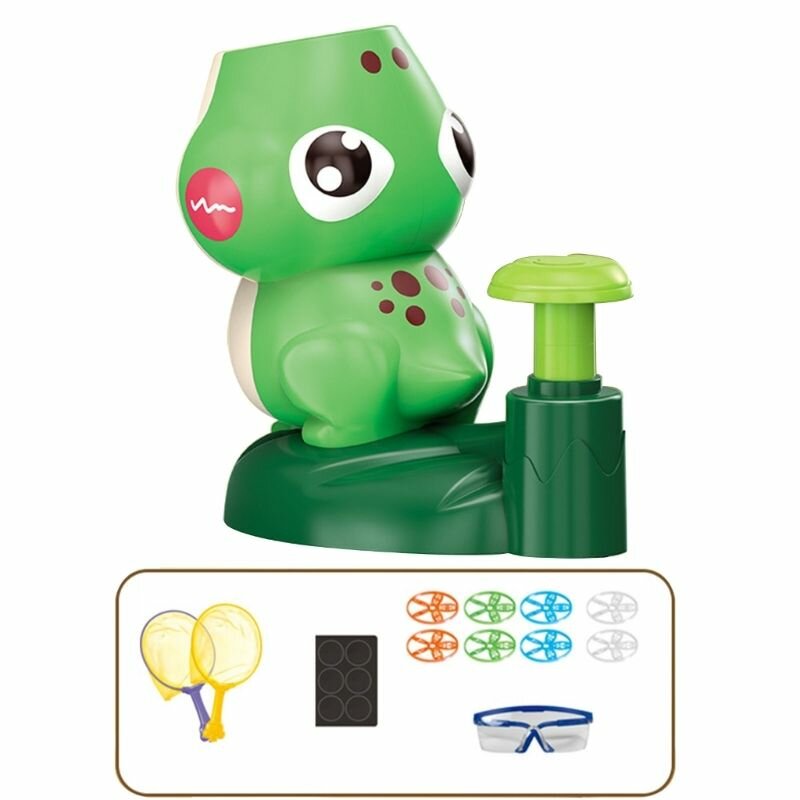 Игрушка-катапульта Step on the flying saucer-зеленая содержит 8 летающих тарелок