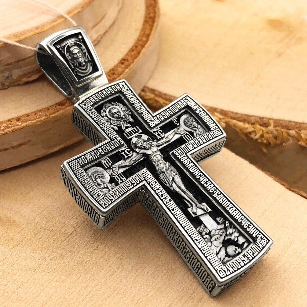 Крестик, серебро, 925 проба, чернение, оксидирование, эбеновое дерево