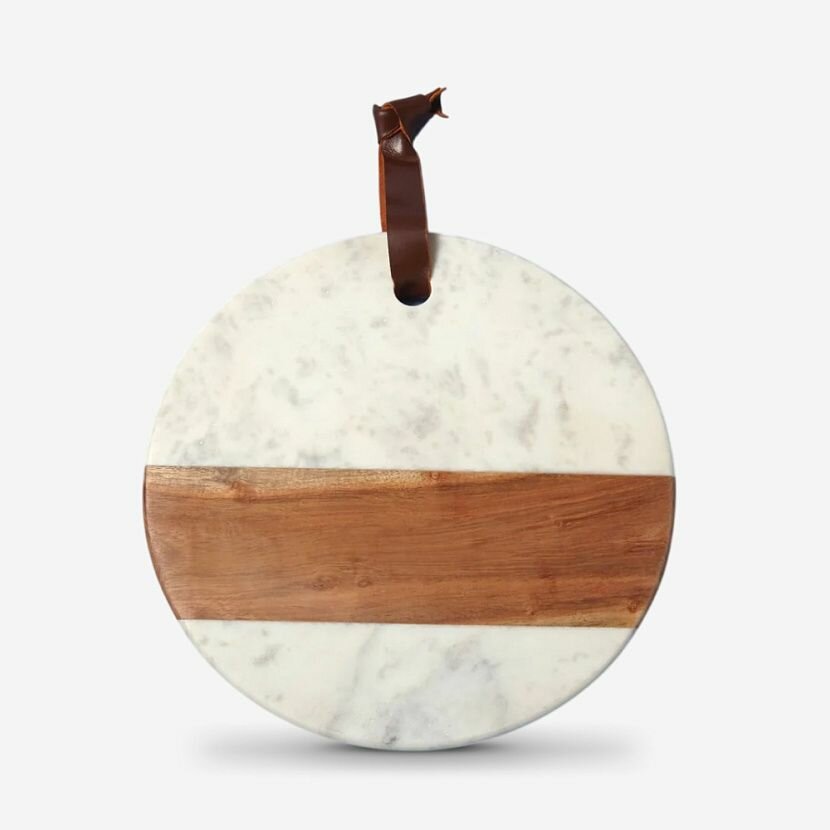 White Marble & Wood Доска разделочная