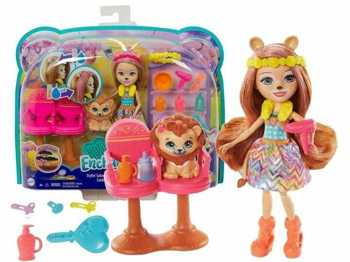 Кукла Enchantimals Mattel - Парикмахерская с куклой Лейси Лайон и фигуркой Манези - Энчантималс GTM29