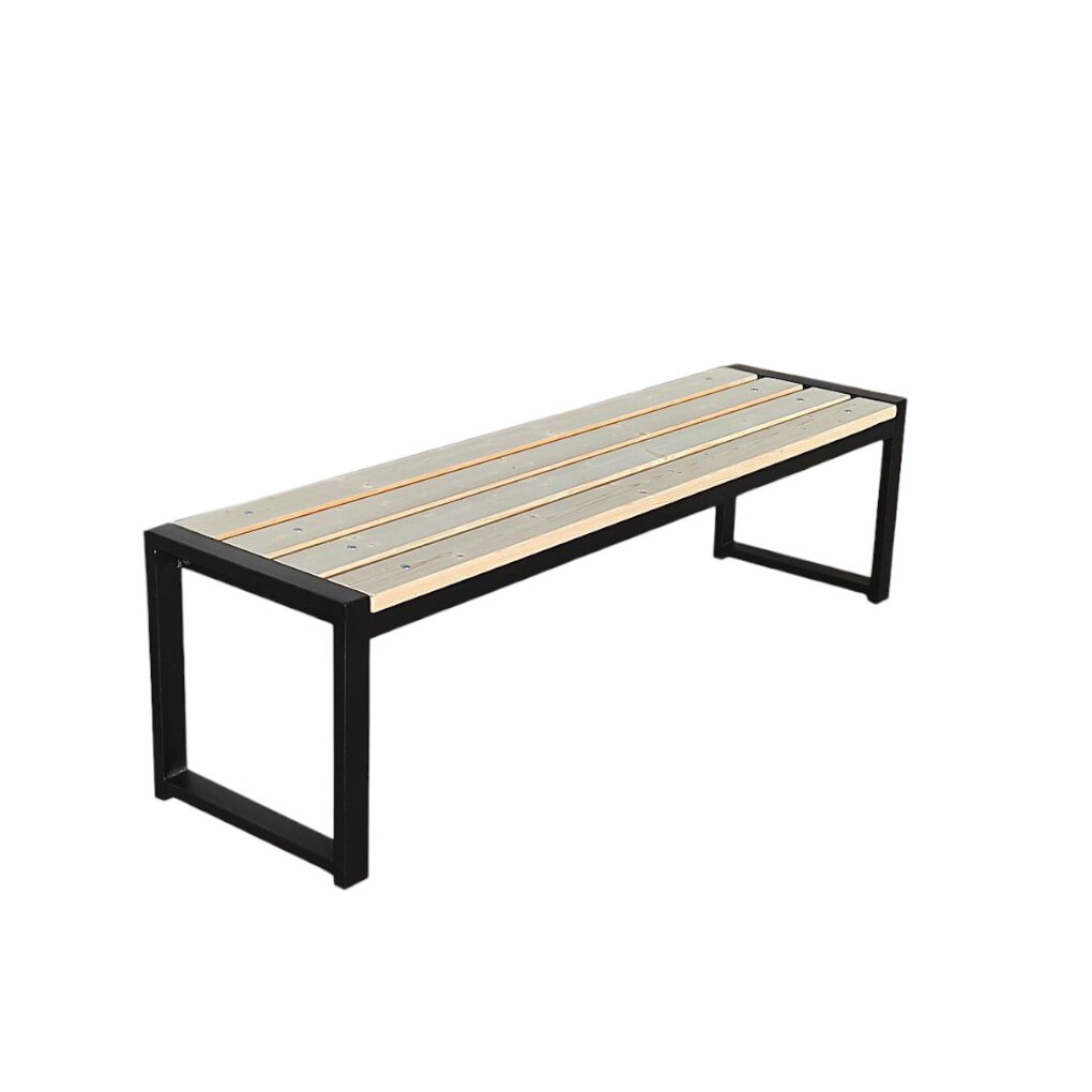 Лавочка садовая "Верес-1" 1,6м. Каркас черный. Доски без покрытия.