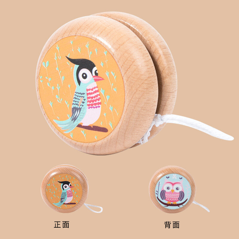 Детская деревянная йо-йо, мультяшная образовательная игрушка, оптовая традиционная классическая подарочная йо-йо, поставка для уличных торговцев