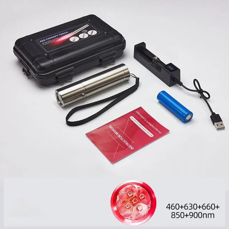 Красный терапевтический фонарик 460-900нм