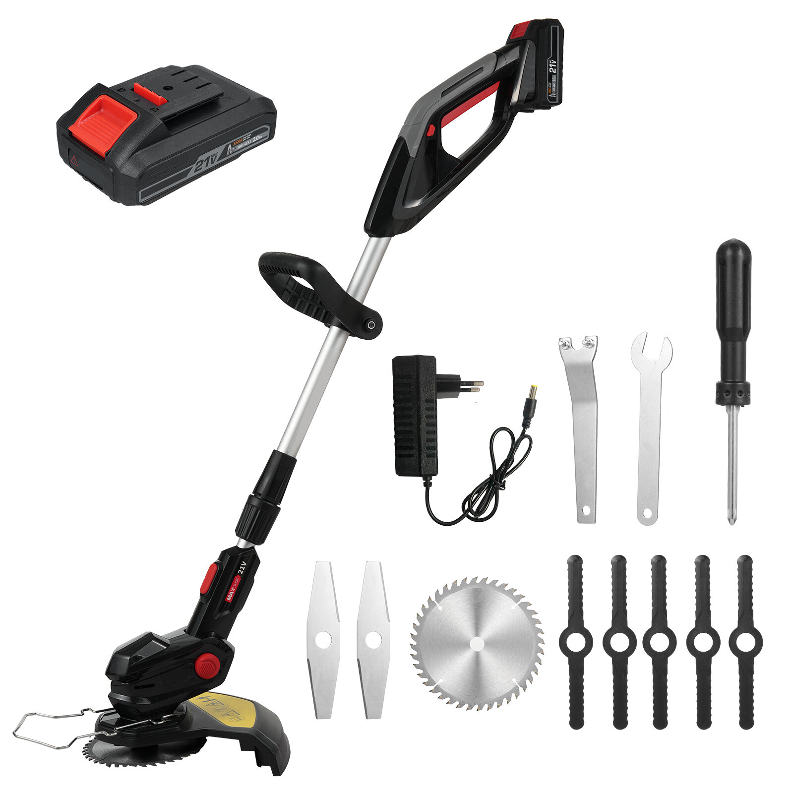 Аккумуляторная косилка-триммер, регулируемая длина, 3 типа лезвий, для сада