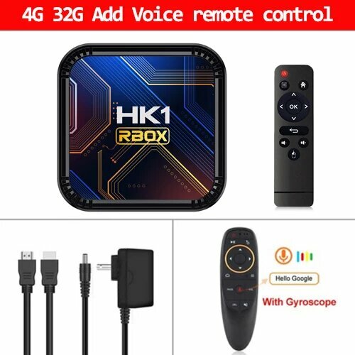 CIDOO Smart TV Box HK1 RBOX K8S Android 13 4ГБ 64ГБ, 4G 32G Voice remote, Европейская