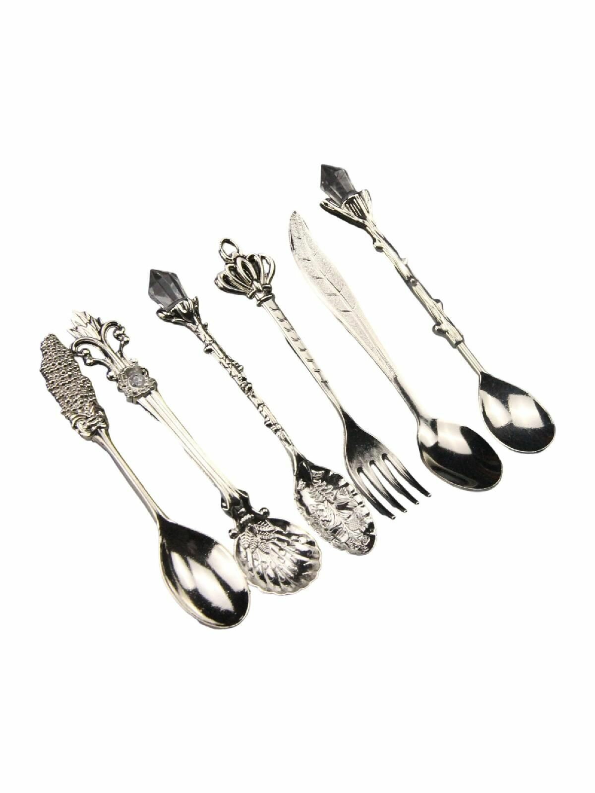 Сервировочный набор, Набор кофейных ложек Retro palace из 6 серебряных предметов