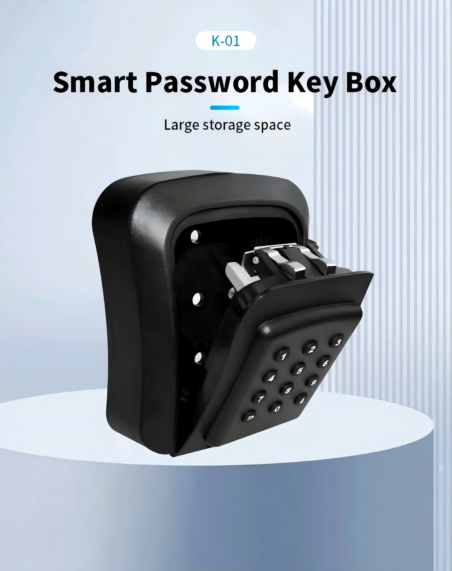 Умная уличная ключница с Bluetooth и приложением — алюминиевый корпус, IP65, водонепроницаемая, черная, открывается через смартфон по Bluetooth