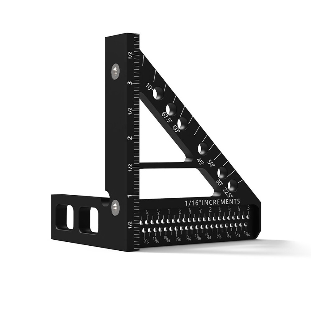 Линейка для калибровки CrossLine с вертикальной линией, углом 45°, прямым углом, угловой линейкой, аллюминиевым штриховальным инструментом, измерительной линейкой для плотника, аксессуар для плотника, черный цвет, метрический/имперский (по выбору),