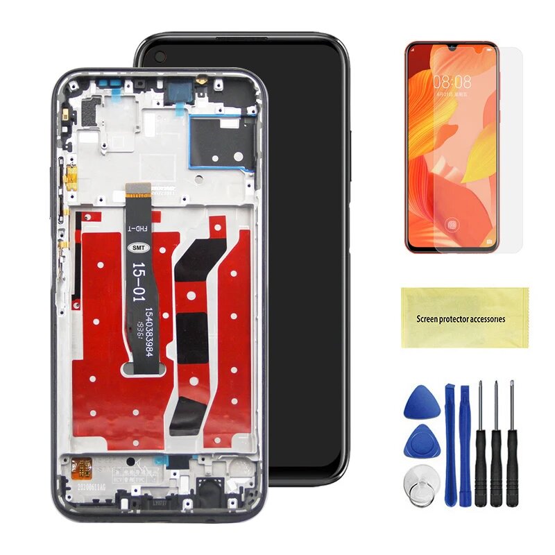 Дисплей Super AMOLED для Huawei P40 Lite, ЖК-дисплей с сенсорным экраном и дигитайзером в сборе с рамкой, замена дисплея для Nova 6 SE LCD