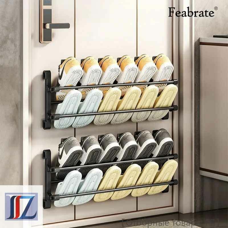 Полка для обуви Складная полка для обуви за дверью, настенная без отверстий, пластик, 12x12x50 см, 116842