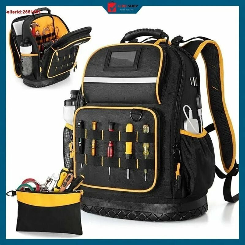 Стильный рюкзак для инструментов с жестким основанием, выполненный из прочной ткани оксфорд, оснащенный бестселлер конфигурацией карманов и специальным отделением под ноутбук