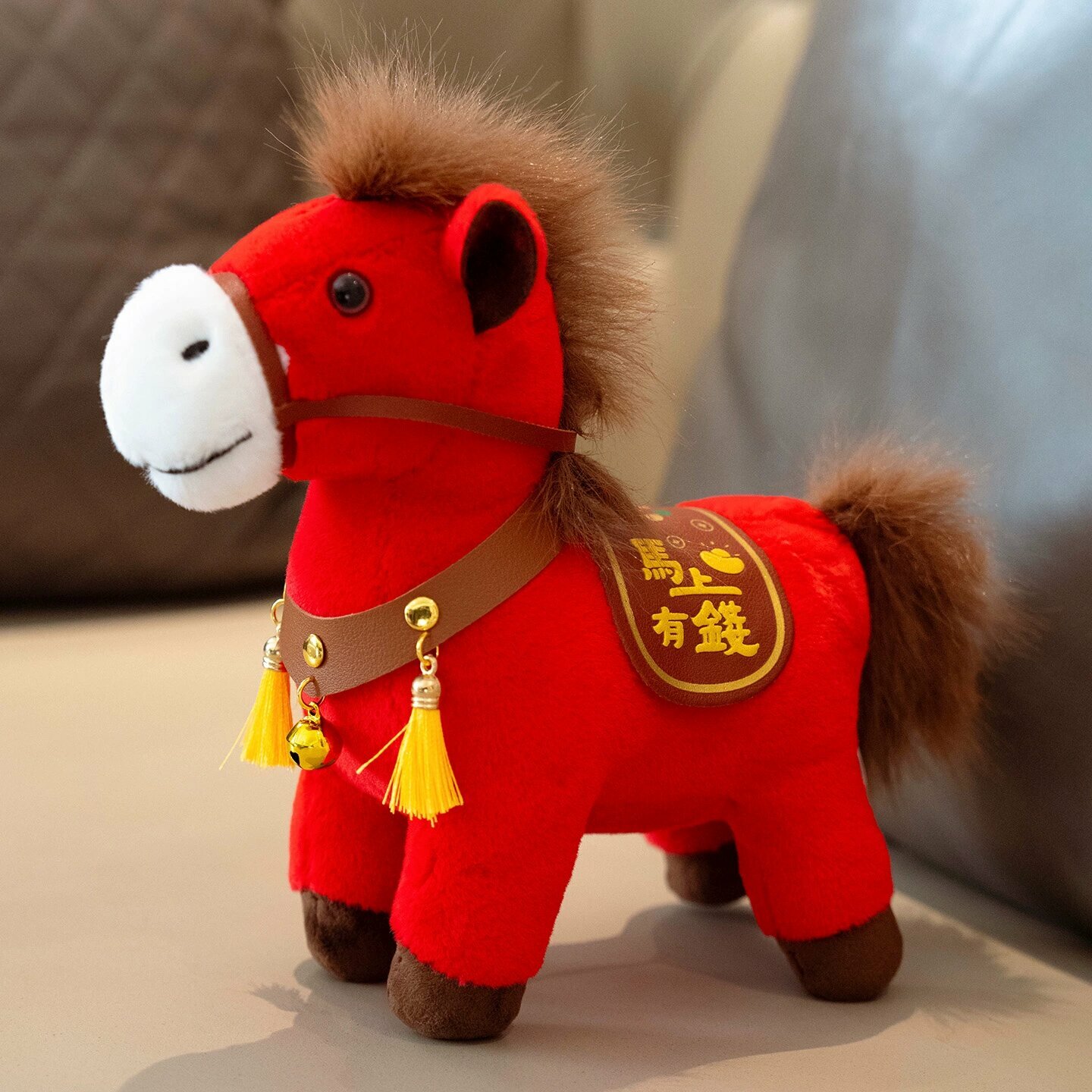 Плюшевая игрушка-талисман «Год Лошади», приносящая мгновенное богатство и удачу, кукла-пони, плюшевая игрушка,