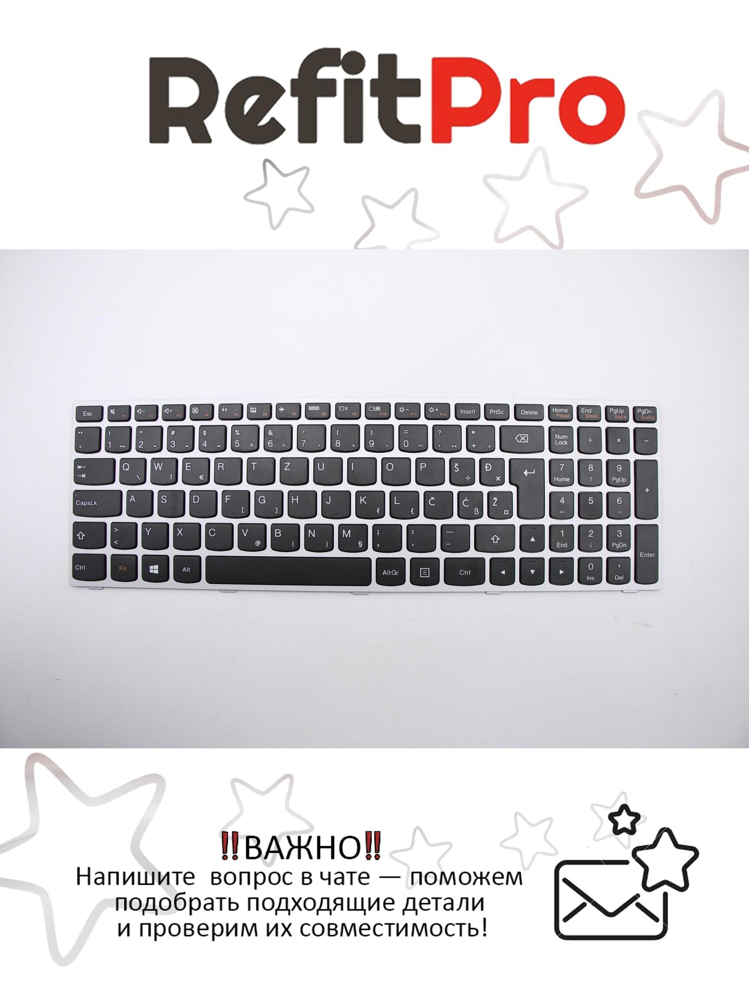 Клавиатура для ноутбука Lenovo G50-70/B50-70/Z50-70/B50-30/G50-45/G50-80/B50-80/G51-35 раскладка - английская, без подсветки, серая (25215304), оригинал