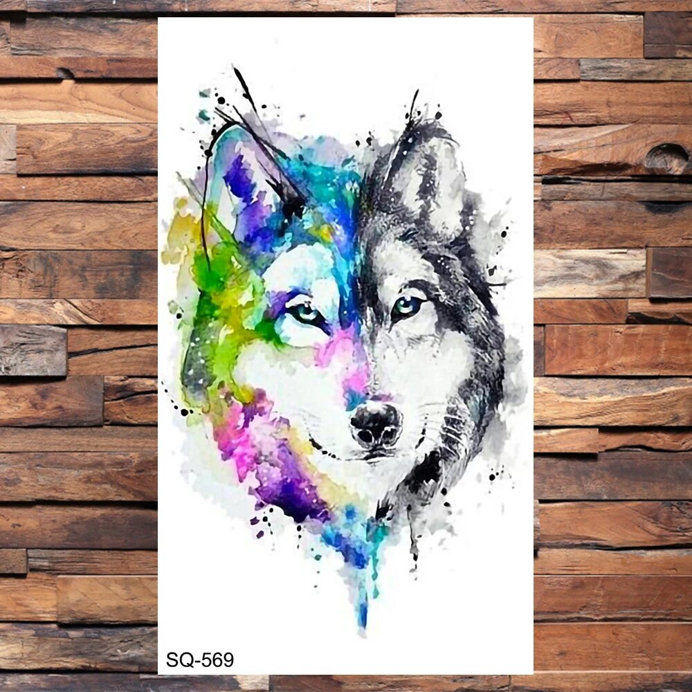 3D акварель лиса временные татуировки наклейки с животными поддельные боди-арт Wasit минималистичные татуировки для мужчин водостойкая татуировка «Ловец снов»