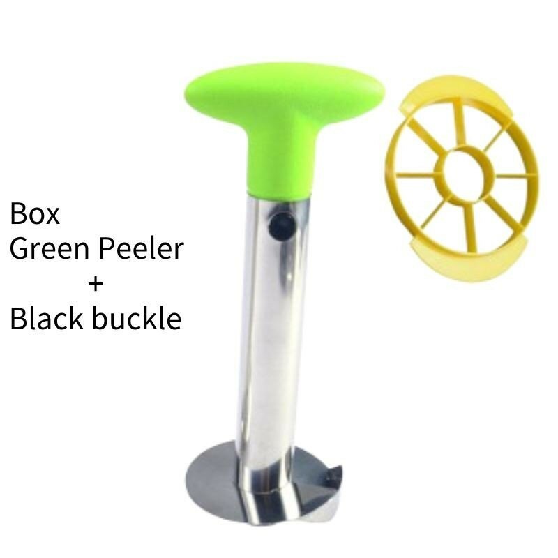 Нержавеющий стальной корер и слайсер ананасов для удобного очищения фруктов, черно-зеленая упаковка