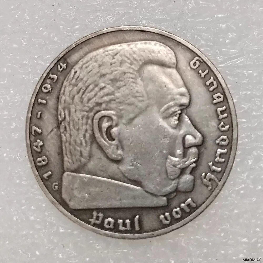 Коллекционная монета 2 марки 1937 года, Германия, серый цвет, медь, сохранность XF