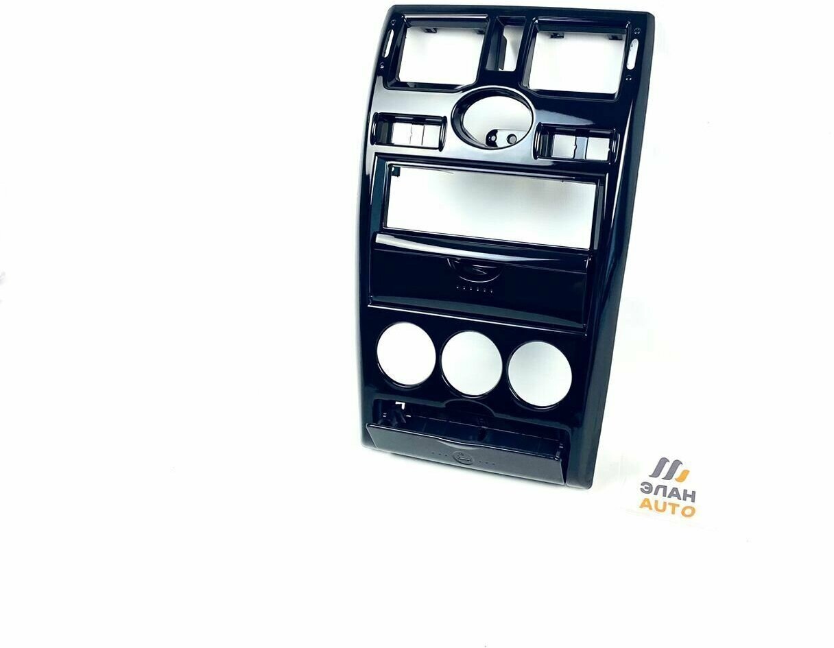 Центральная консоль на Лада Приора 1 для установки 1 din магнитолы, черный глянец