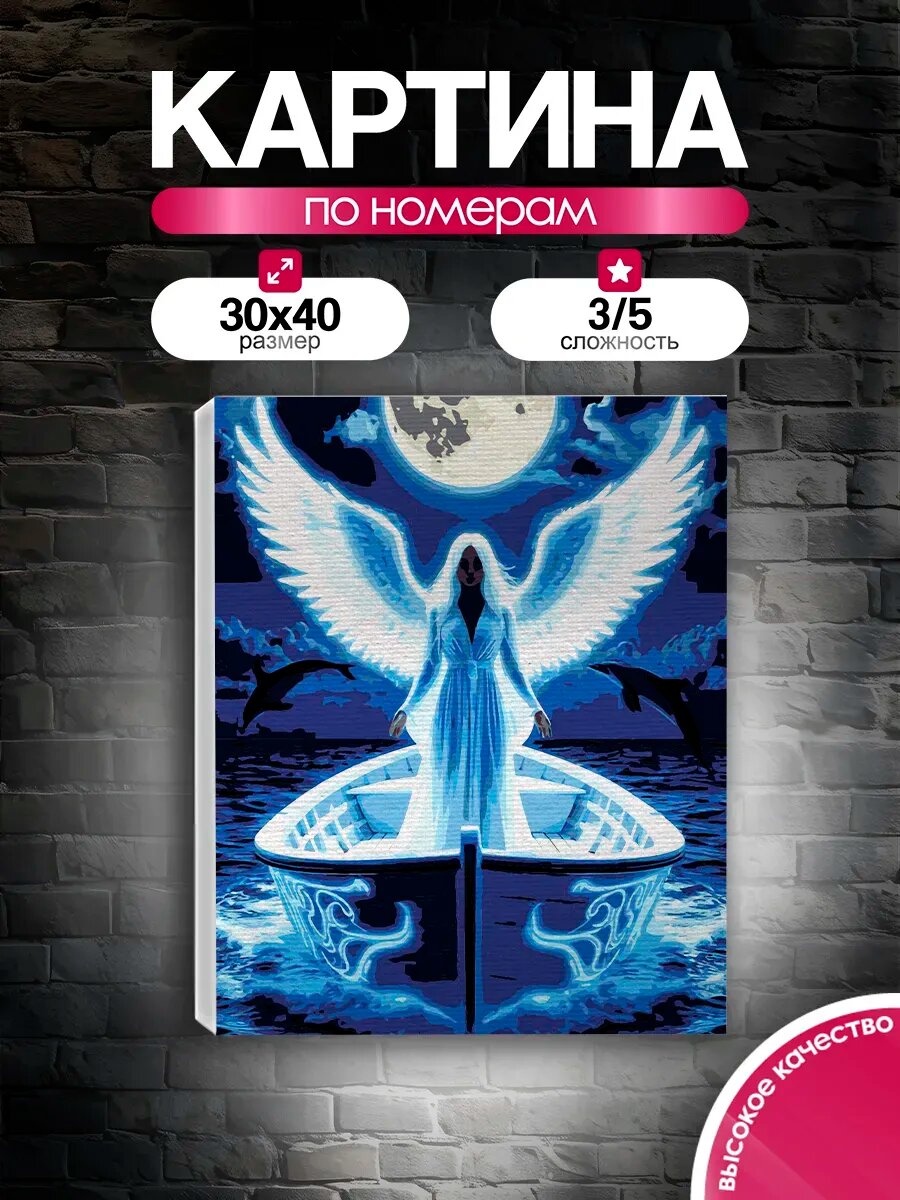 Картина по номерам 30x40 Ангел ночного океана